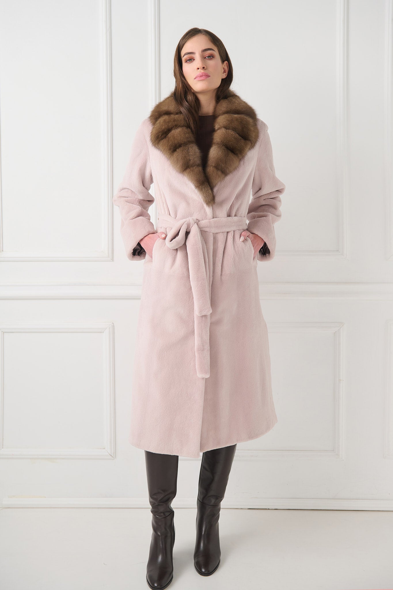 Long Sheared Mink Coat with Sable Collar – Manakas Frankfurt