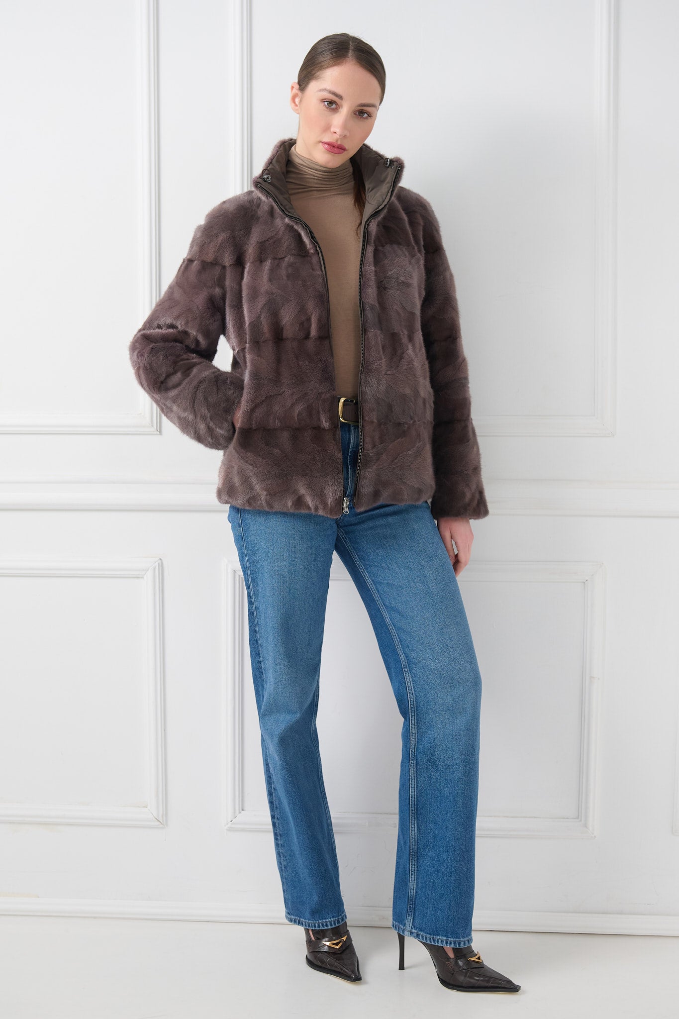 Reversible Mink Jacket with Sculpted Texture – Manakas Frankfurt